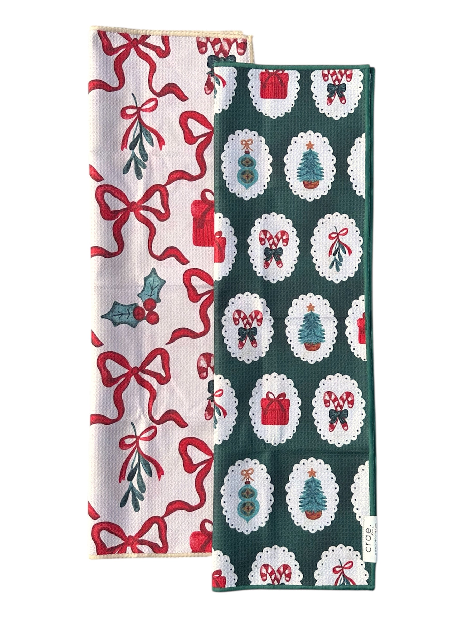 Ribbon Tied/Christmas Stamps: 2 Double-Sided Hand Towels – crae.